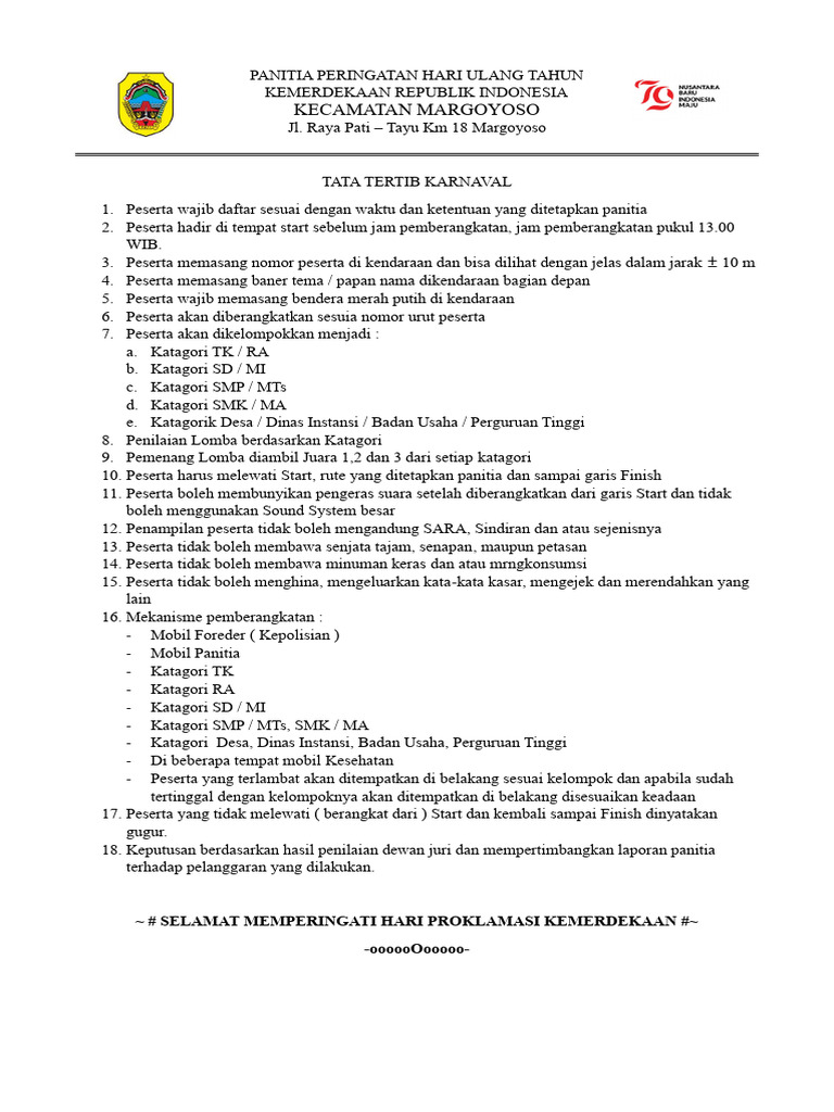 Tata Tertib Karnaval | PDF