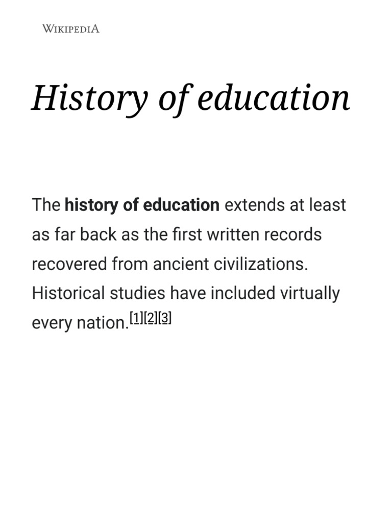 History of Education - Wikipedia | PDF