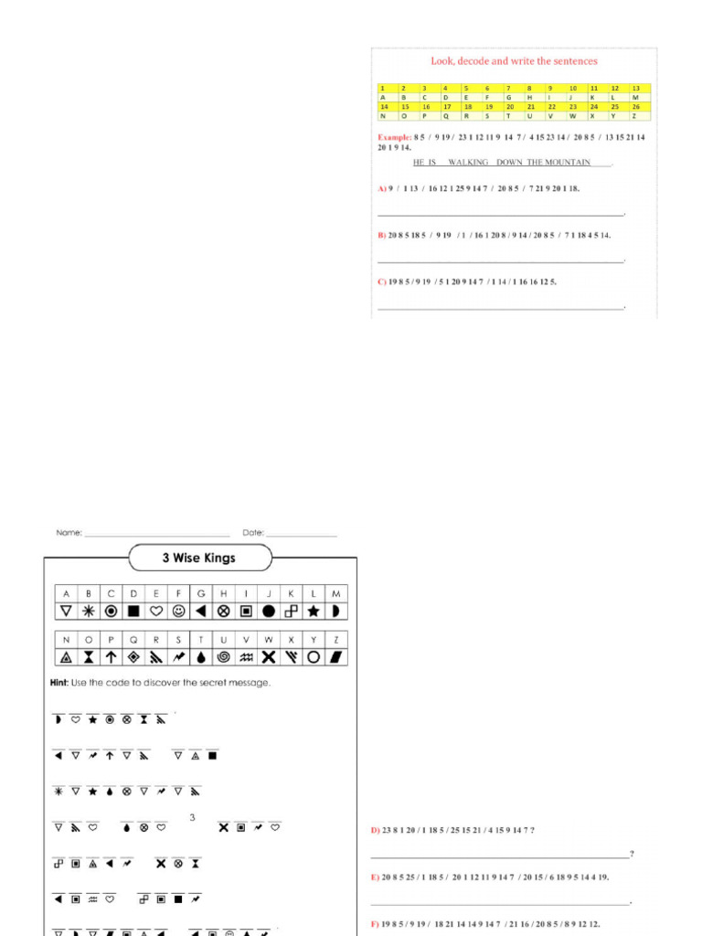 Decode Messages Worksheet | PDF