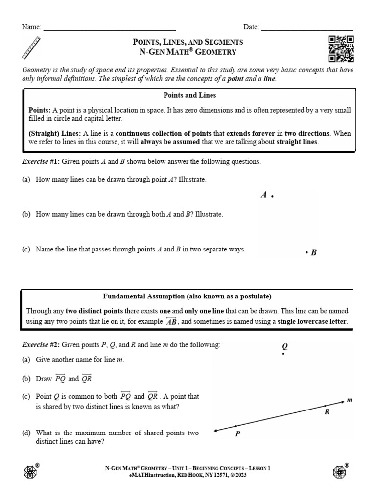 Unit 1.Lesson 1.Points, Lines, And Segments | PDF