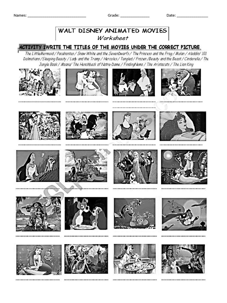Disney Movie Worksheet | PDF