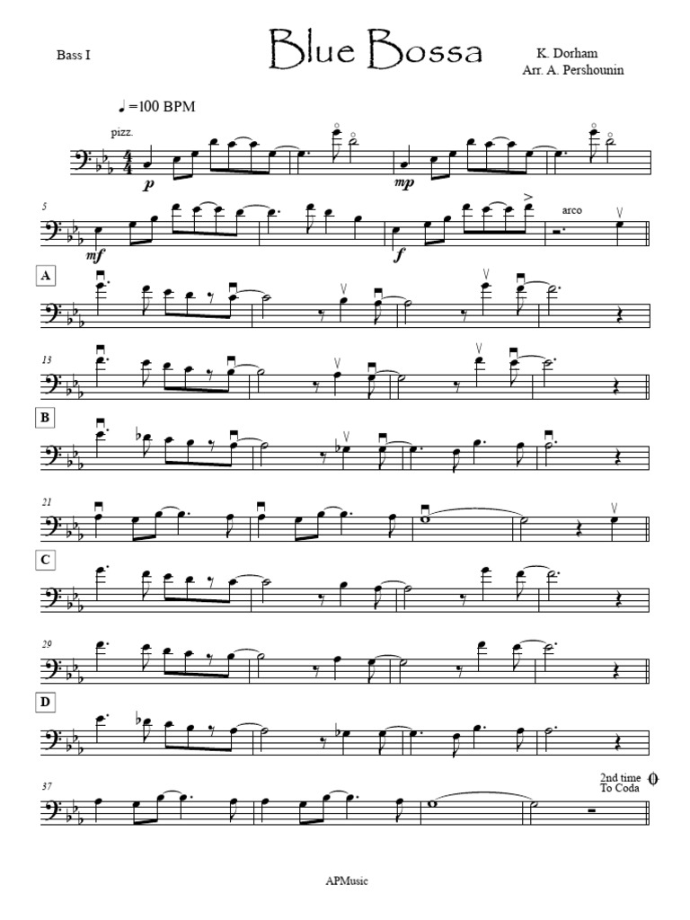 Blue Bossa-Score-BE - Bass I | PDF
