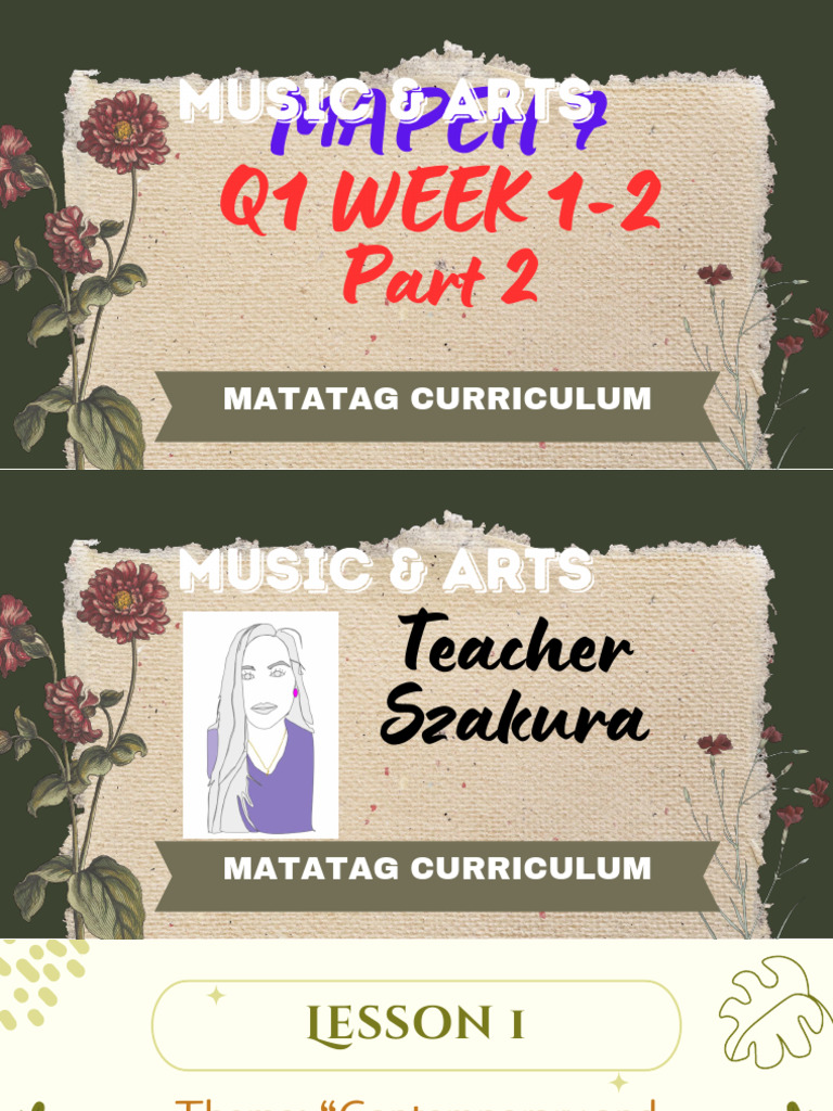 Music and Arts 7 Quarter 1 Week 1-2 Part 2 Matatag Curriculum | PDF | The Arts | Performing Arts