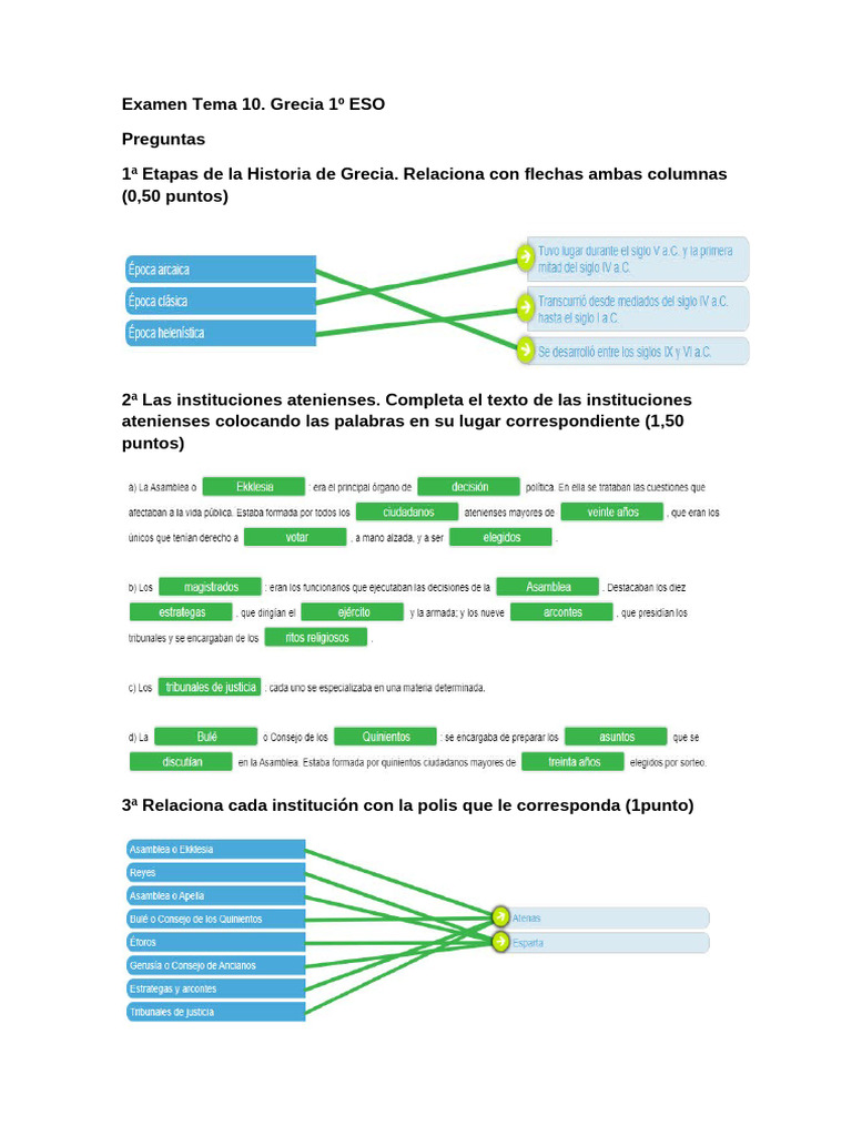 Examen Tema 10 Grecia | PDF