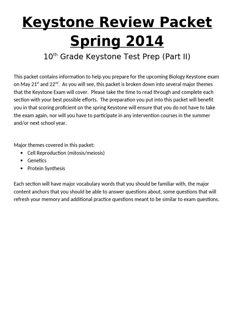 Biology Keystone Review Packet.2014.Part 2w.answers | PDF