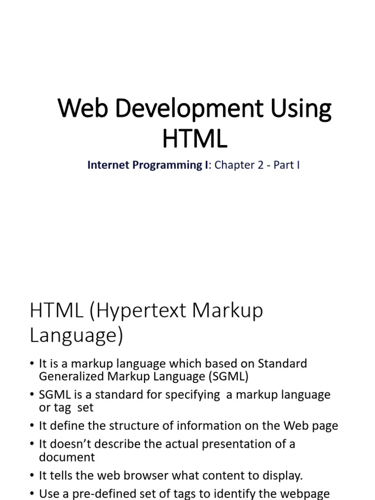 Web Chapter 2 Part I - HTML | PDF