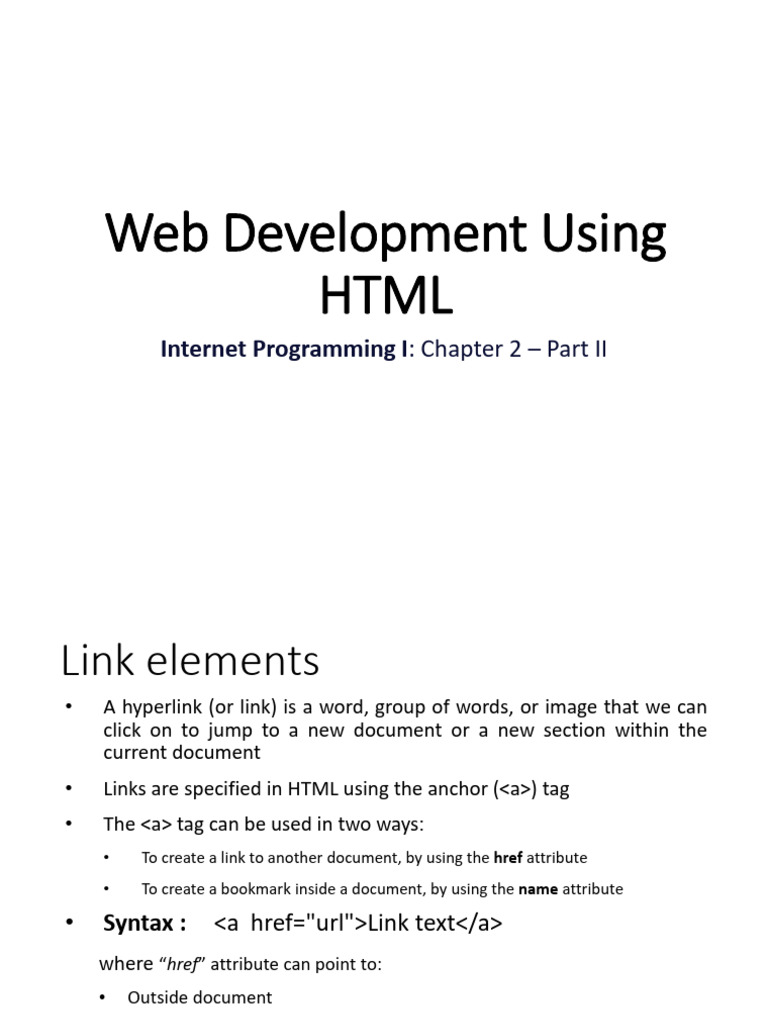 Web Chapter 2 Part II - HTML | PDF