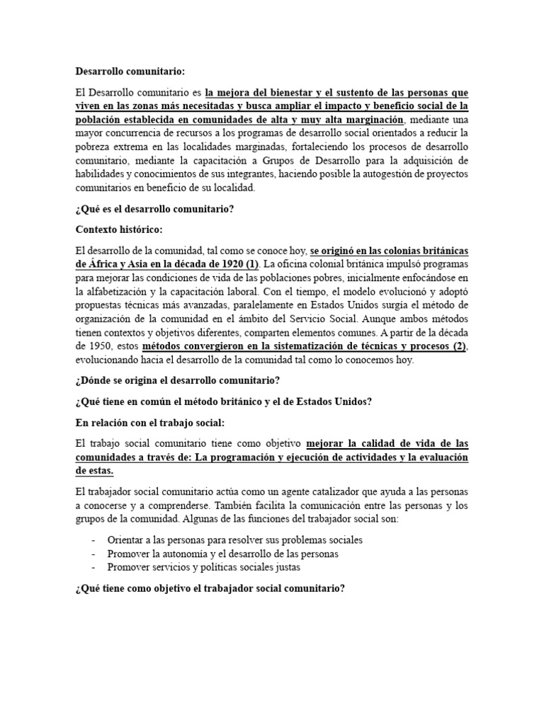 Desarrollo Comunitario | PDF