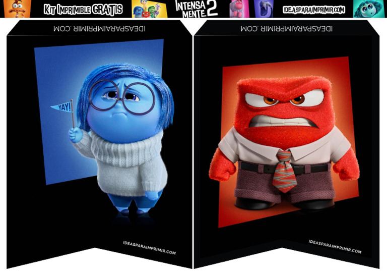 Banderines Intensamente Furia Tristeza Kit Cumpleanios Intensamente ...