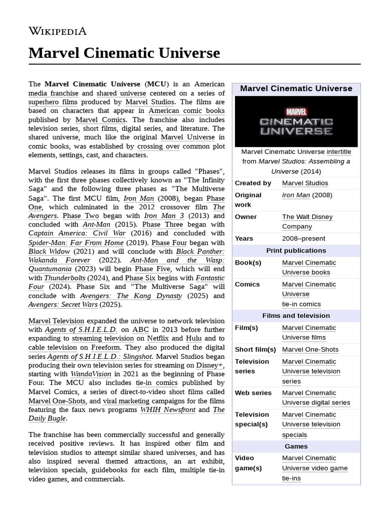 Marvel Cinematic Universe | PDF | Marvel Entertainment
