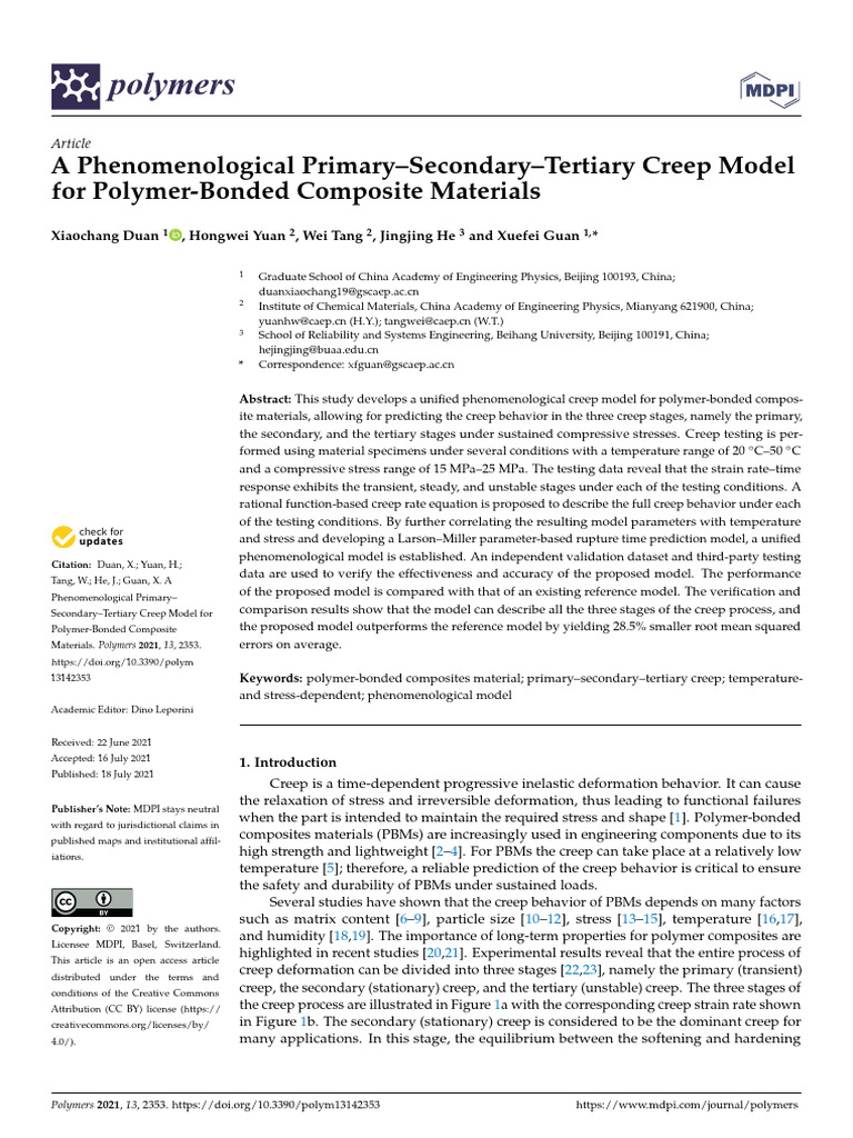 A Phenomenological Primary-Secondary-Tertiary Creep Model | PDF