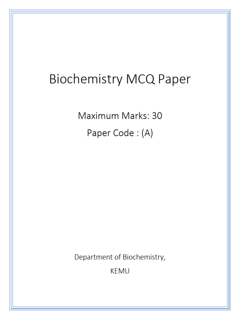 Biochemistry Past MCQ | PDF