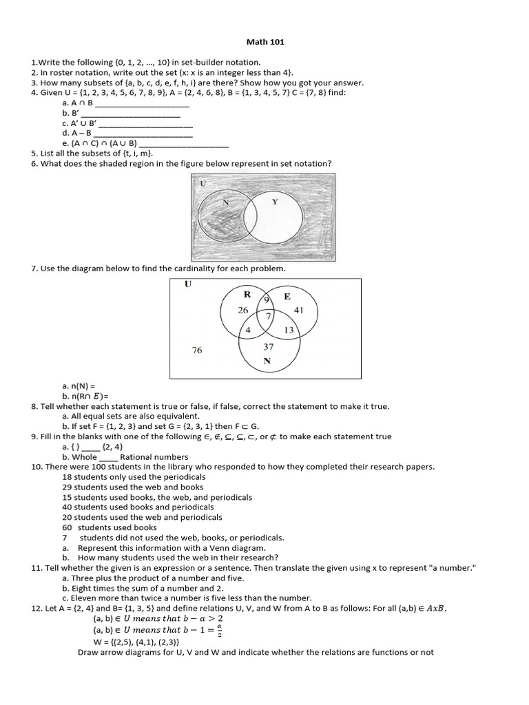 Math 101 (Sets and Functions) | PDF