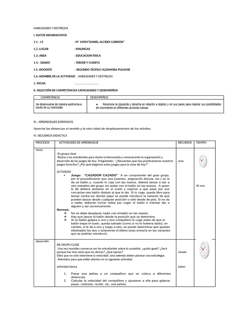 HABILIDADES Y DESTREZAS | PDF