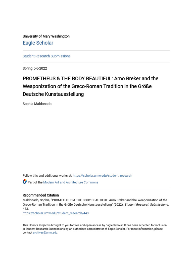 PROMETHEUS & THE BODY BEAUTIFUL - Arno Breker and The Weaponizatio | PDF