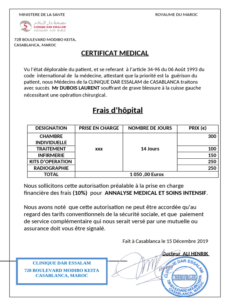 Facture D'hospitalisation | PDF