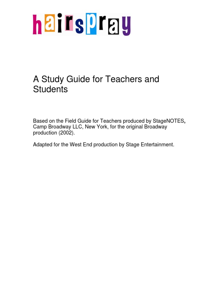 Hairspray Musical Study Guide | PDF