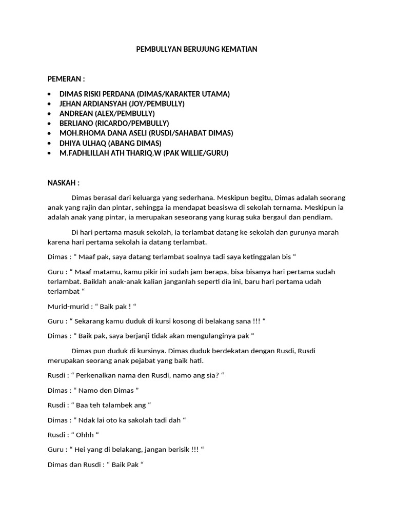 Pembullyan Berujung Kematian | PDF