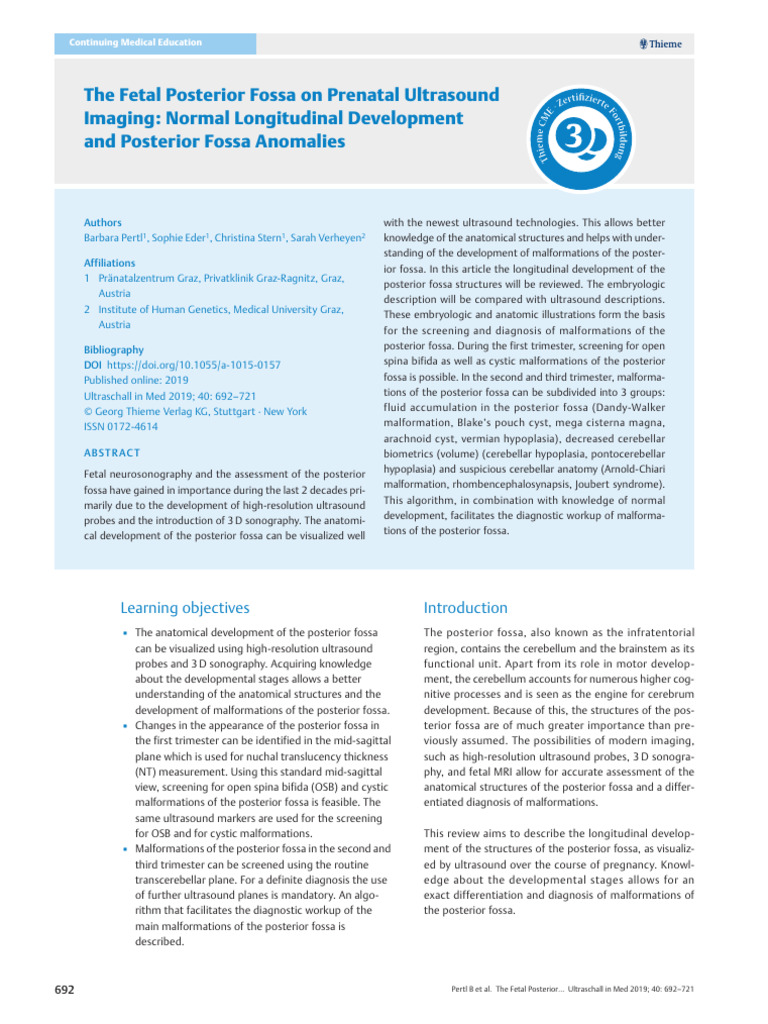 2019 The Fetal Posterior Fossa On Prenatal Ultrasound Imaging: Normal ...