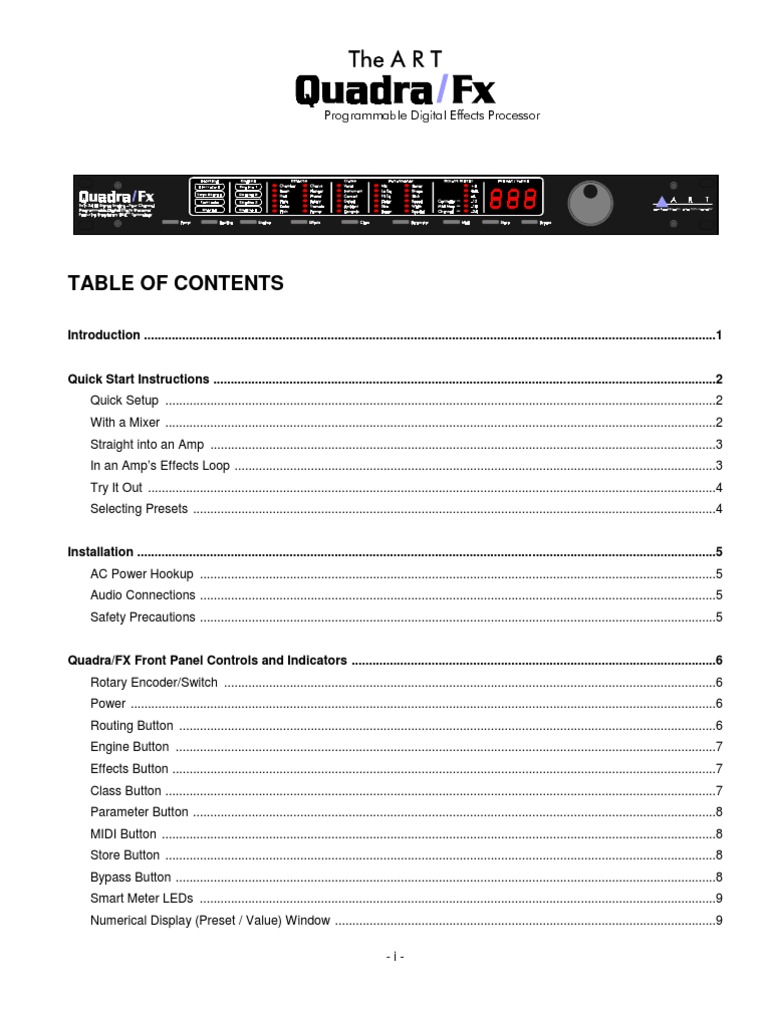 Art Quadra FX Manual | Download Free PDF | Amplifier | Parameter (Computer Programming)
