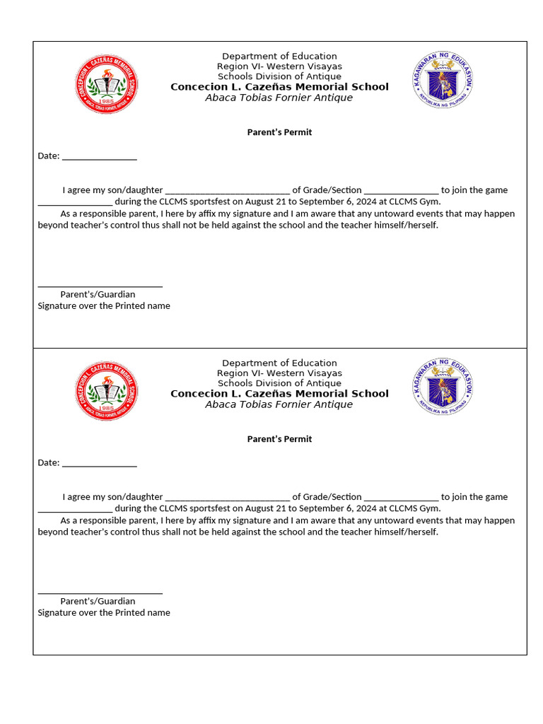 Parents Permit Intrams 2024 | PDF