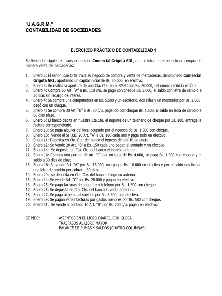 Práctico Contabilidad I | PDF