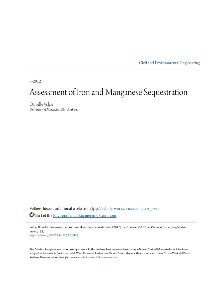 Assessment of Iron and Manganese Sequestration | PDF