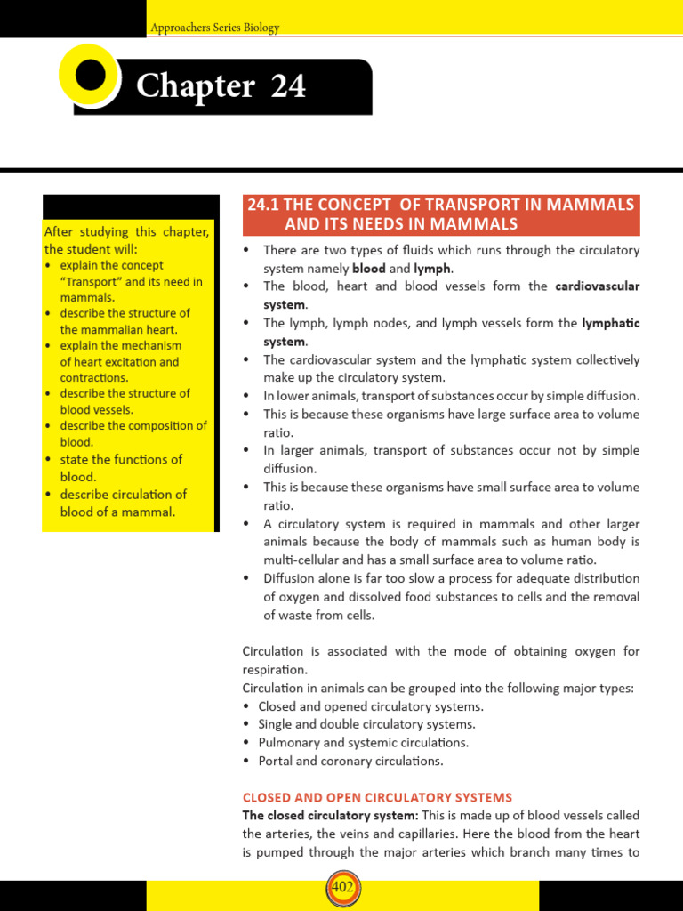 Chapter 24-Transport in Mammals | PDF