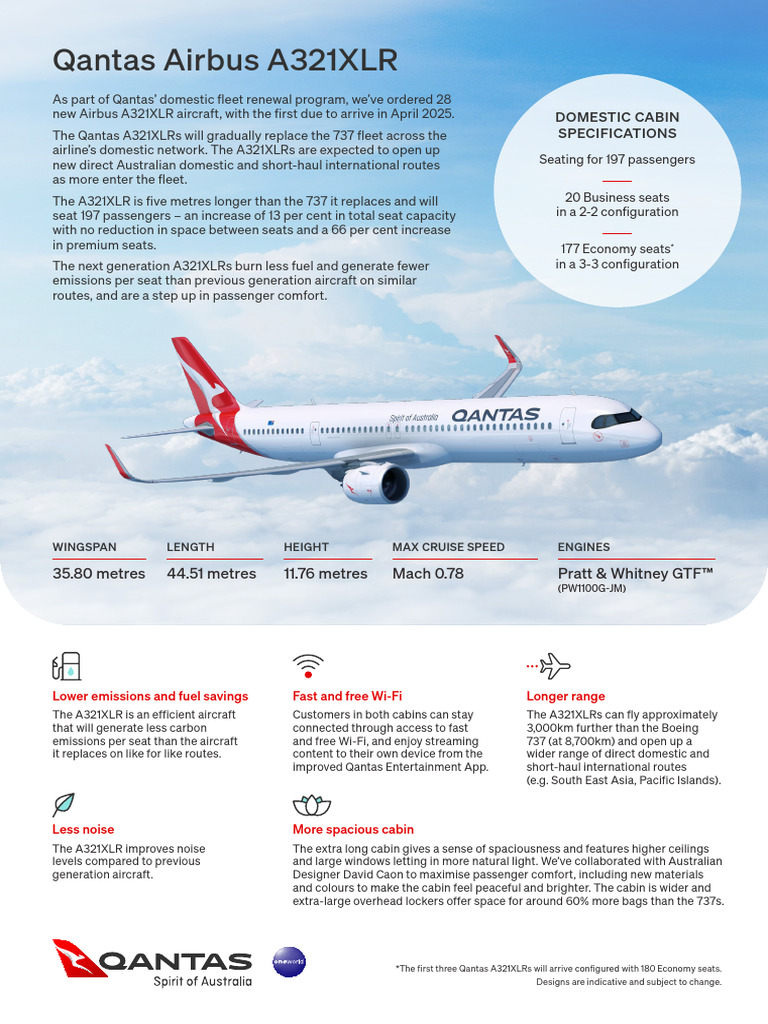 Fact Sheet - Qantas Airbus A321XLR | PDF