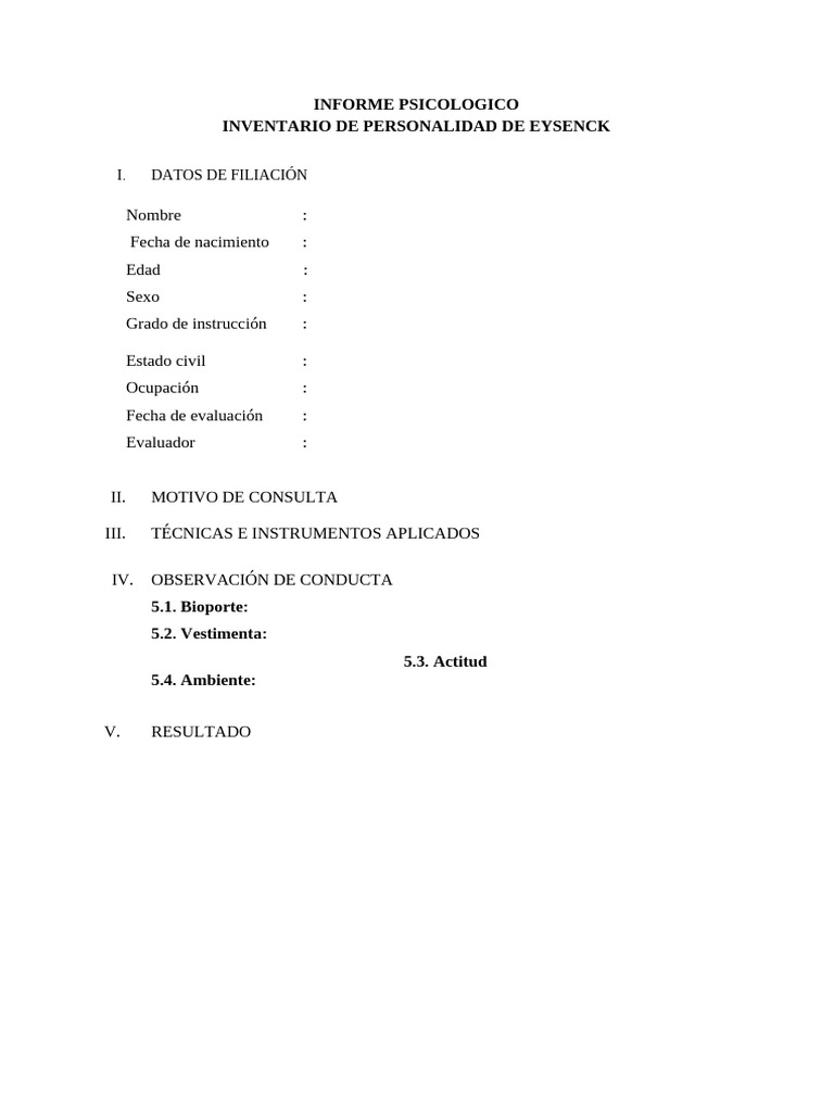 Modelo de Informe Psicologico | PDF