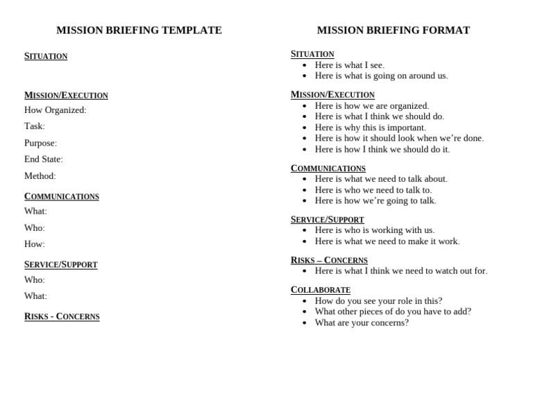 Alternate Mission Briefing Format | PDF