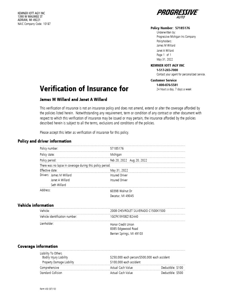 Verification of Insurance | PDF