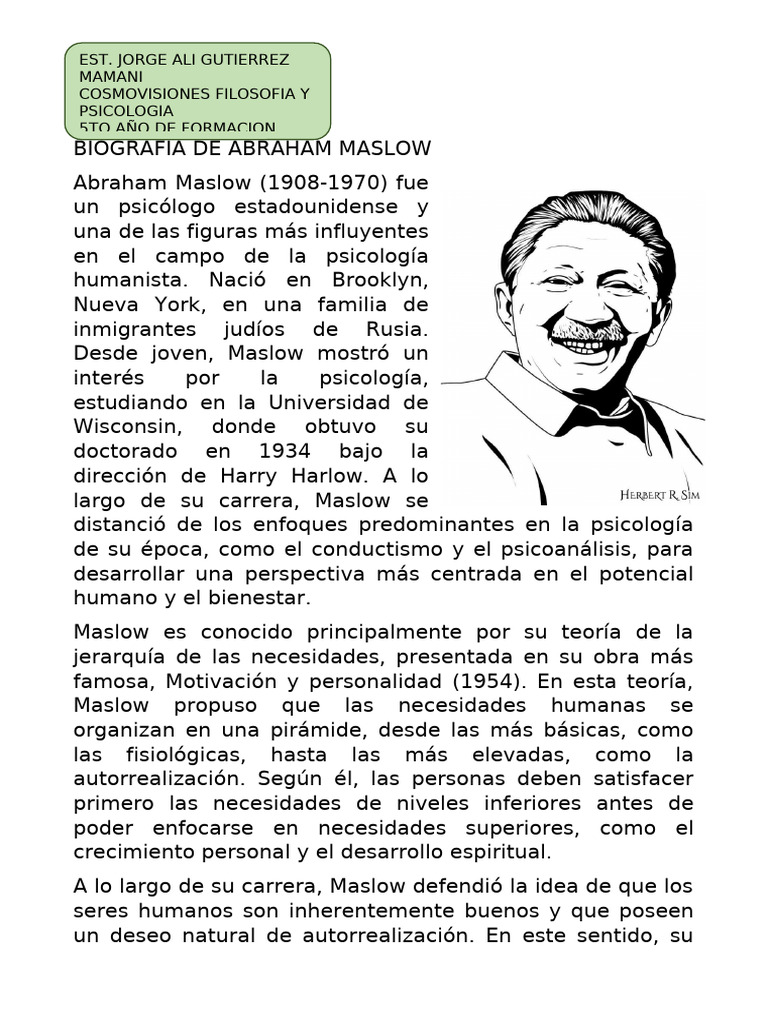 Biografia de Abraham Maslow | PDF