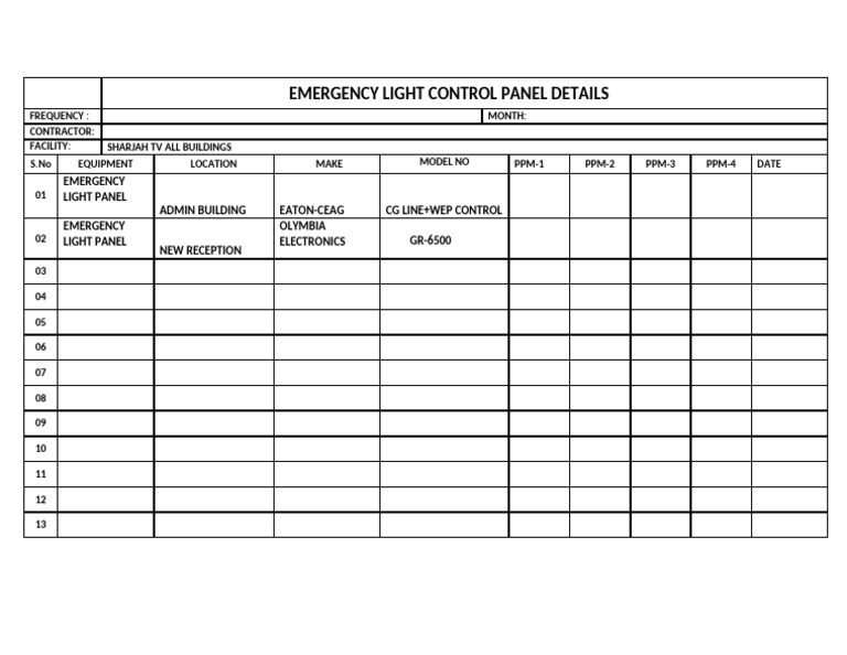 Emergency Light Control Panel Details | PDF