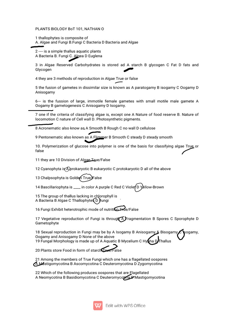 200 Likely Botany Questions NATHAN O-WPS Office-1 | PDF | Ploidy ...