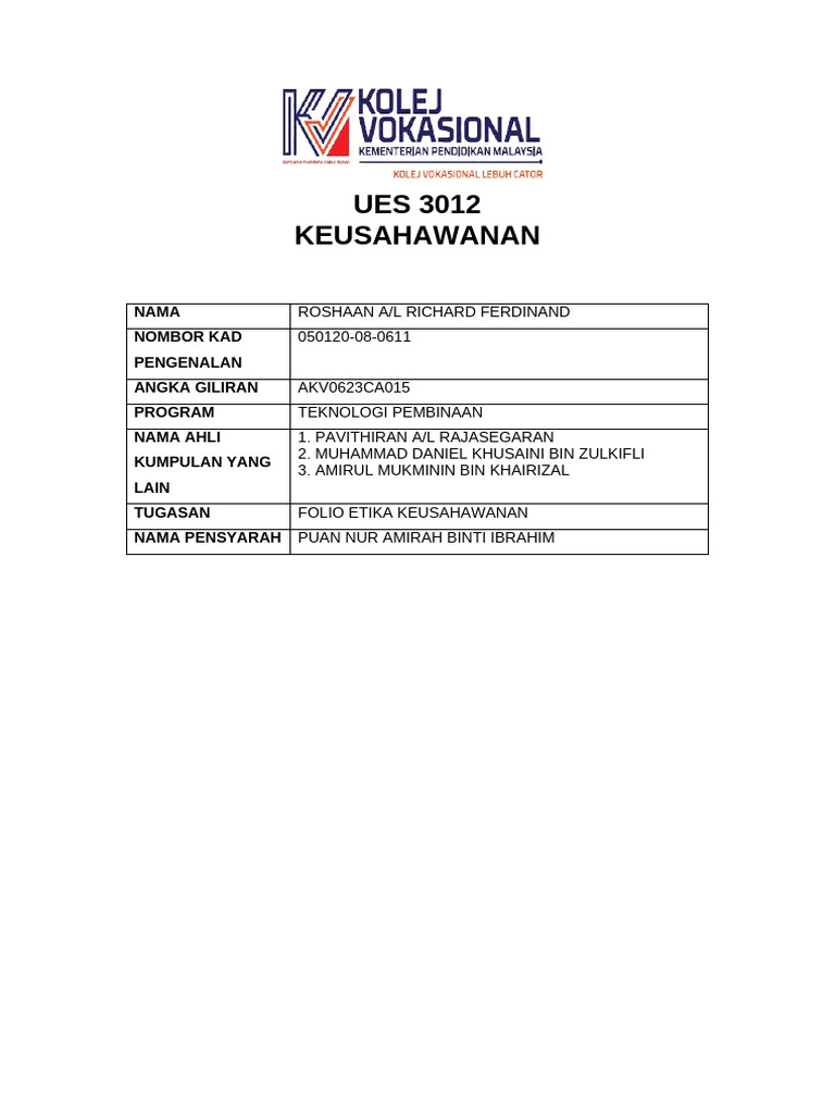 Folio Keusahawanan | PDF