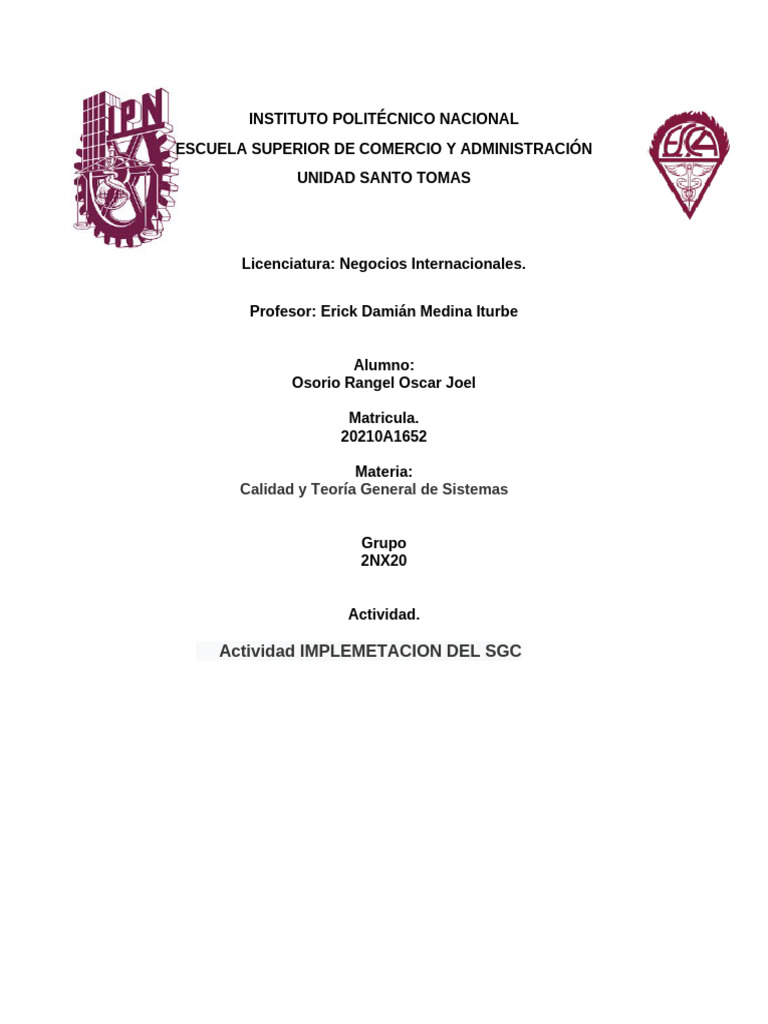 Implementacion Del SGC | PDF | Calidad (comercial) | Negocios