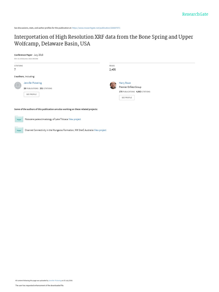 Rowe Interpretation of High Resolution XRF Data From The Bone Spring ...