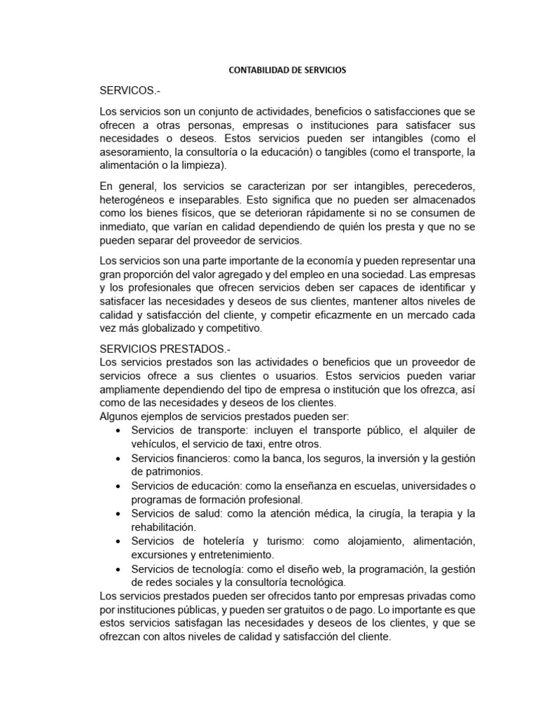 Contabilidad de Servicios | PDF | Contabilidad | Business