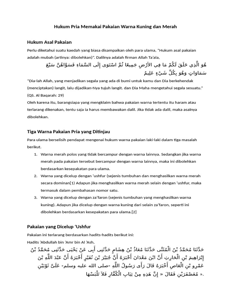 Hukum Pakaian Warna Merah | PDF