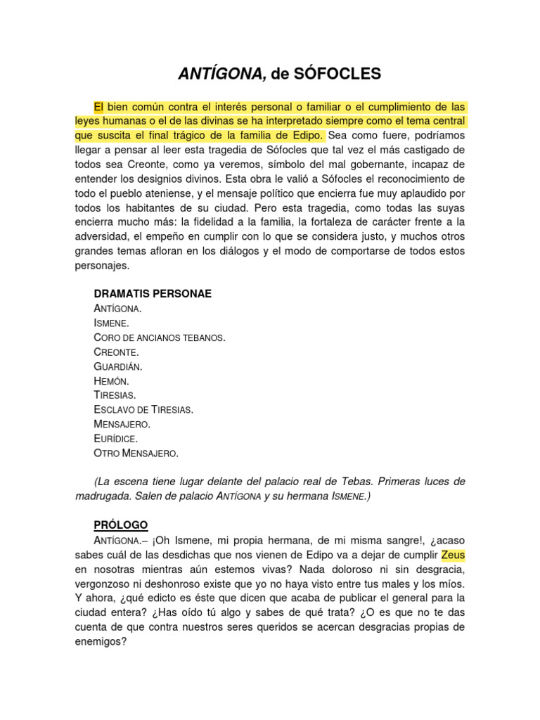 Antígona Sófocles | PDF | Mitologia tebana | Mitologia boeotiana