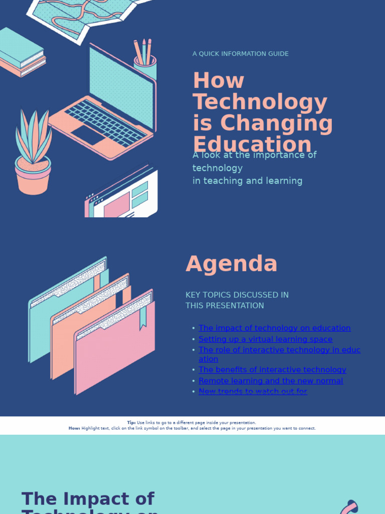 Technology in Education Technology Presentation in Blue Peach ...