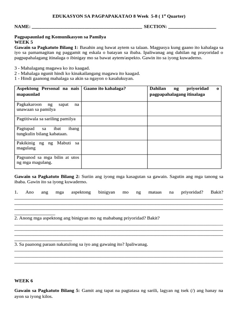 Esp Q1 Week5-8 | PDF