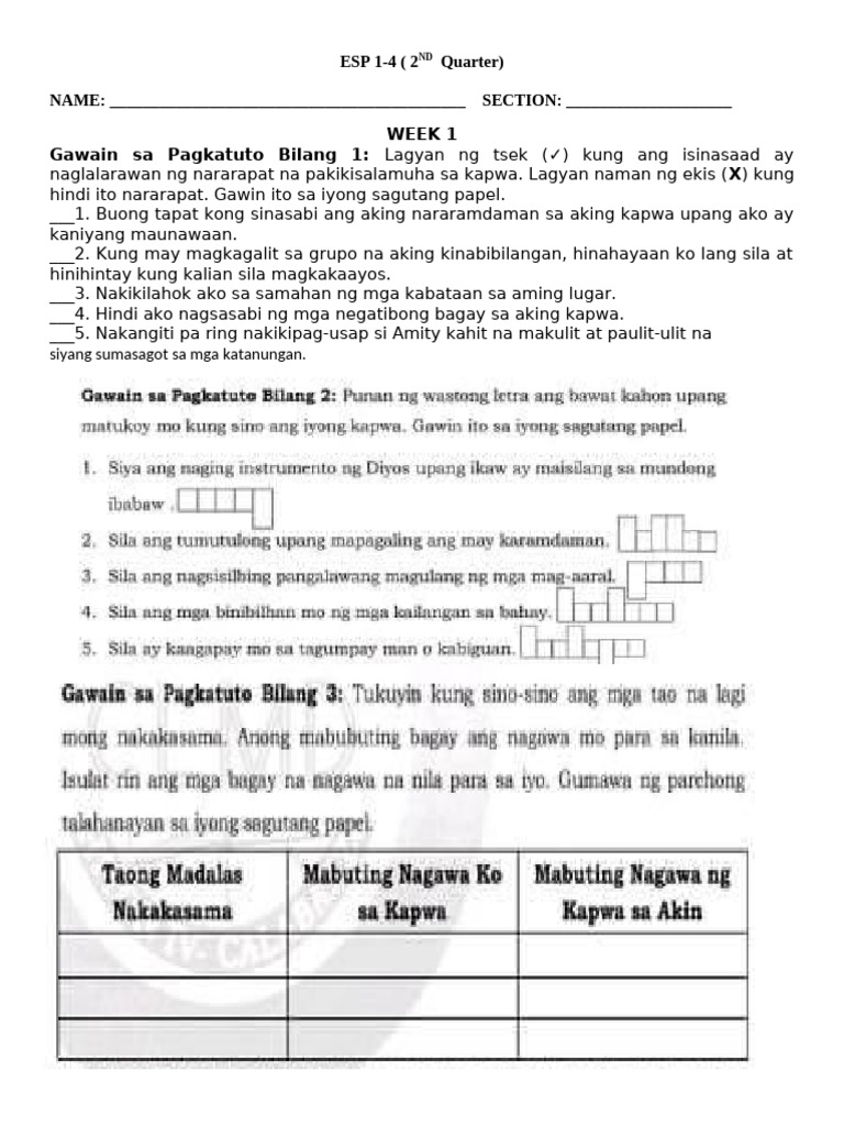 ESP 8 Q2, Week 1-4 | PDF