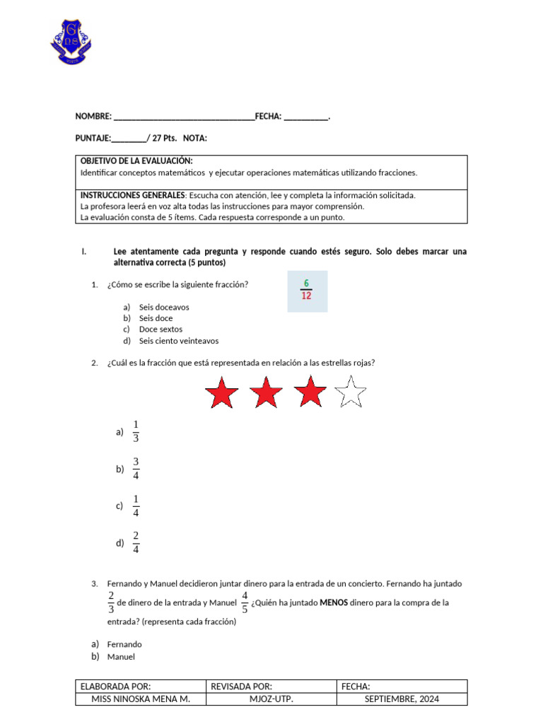 Prueba Septimo Matematicas | PDF