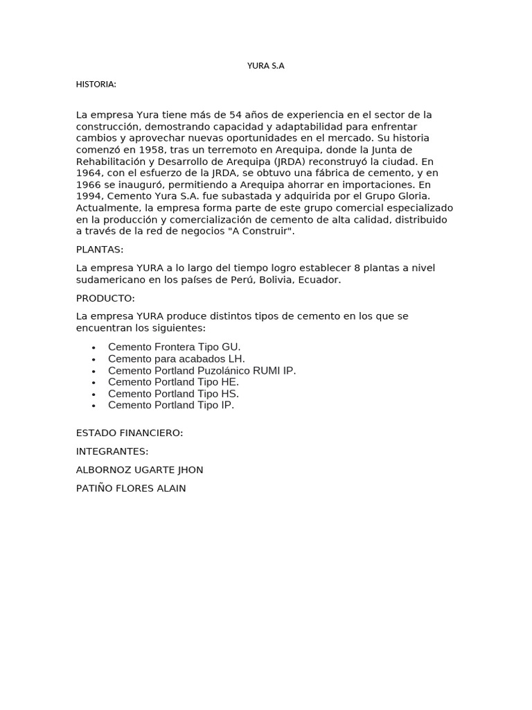 YURA SA mision | PDF