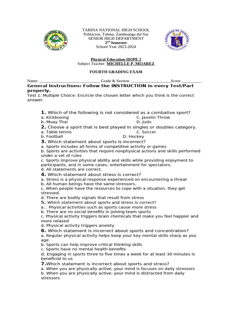 3rd Grading Exams | PDF