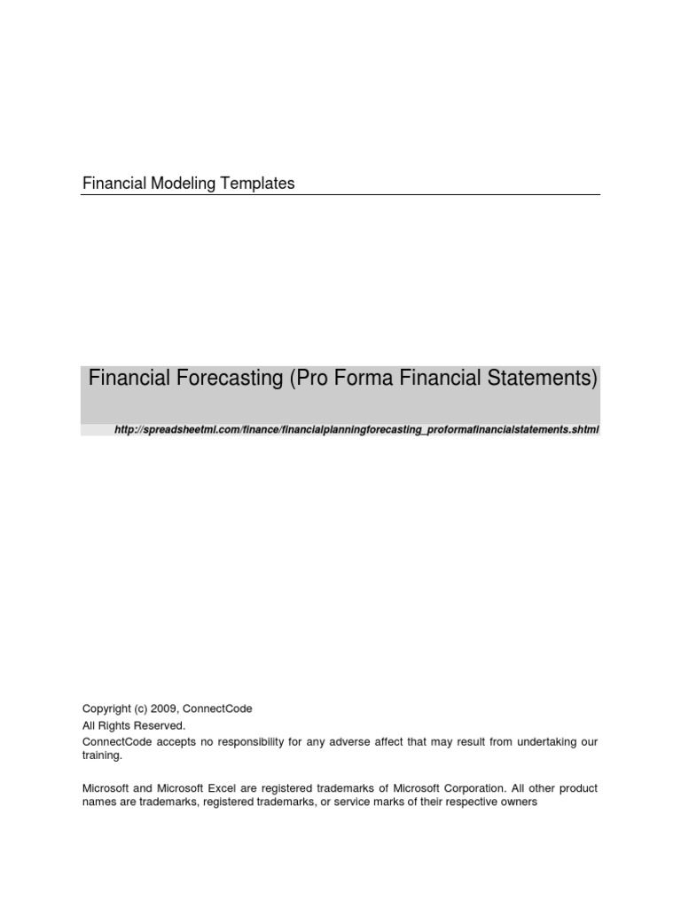 Financial Planning And Forecasting Proforma Financial Statements Pdf