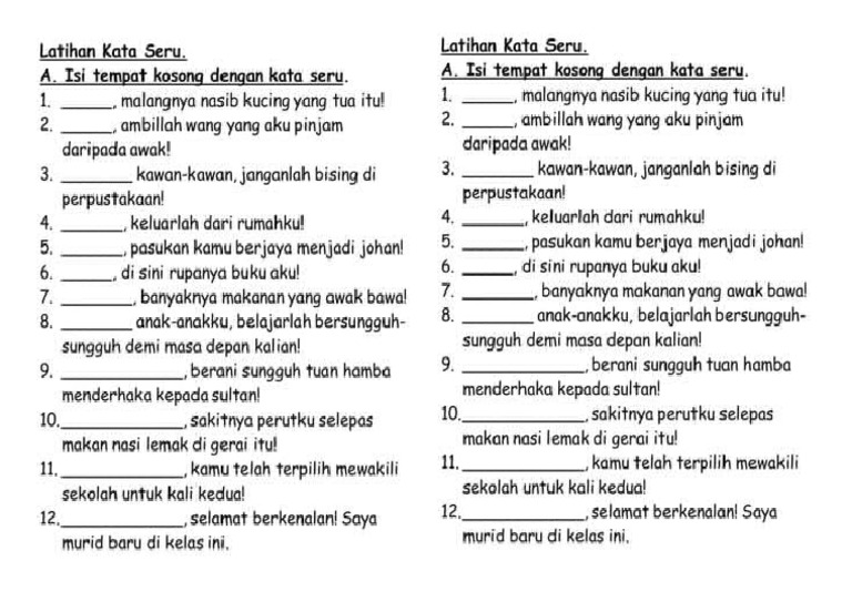 Kata Seru Tahun 2 | PDF