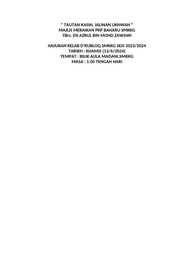 Buku Program SAMBUTAN PKP | PDF
